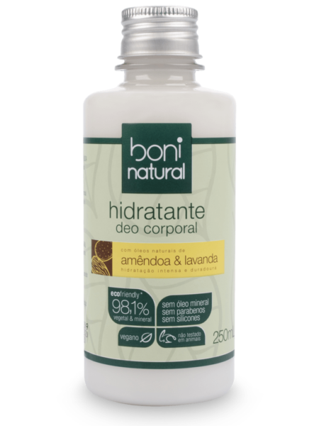 Hidratante Natural vegano, amêndoa e lavanda 250ml - Boni Natural ...