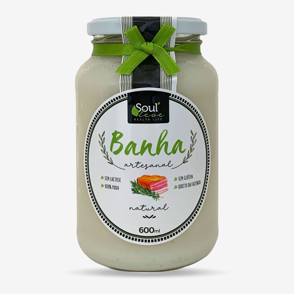Banha de Porco Artesanal 600ml - Soul Leve - Empório Cazarini