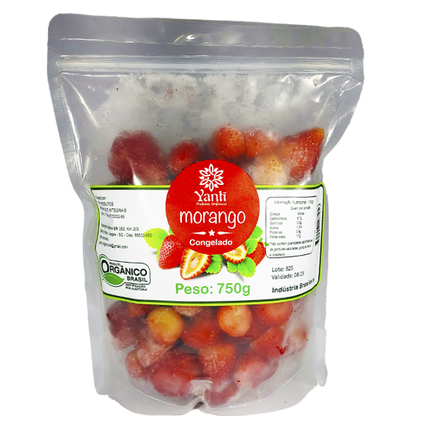 Morango Orgânico Congelado 750g - Yanti - Empório Cazarini