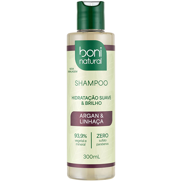 Shampoo Natural Argan e Linhaça 300ml – Boni Natural - Empório Cazarini